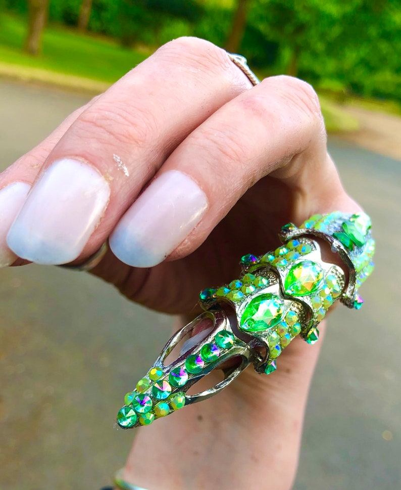 Costume Emerald Articulated Claw Armour Ring Customised Metal Alloy ...