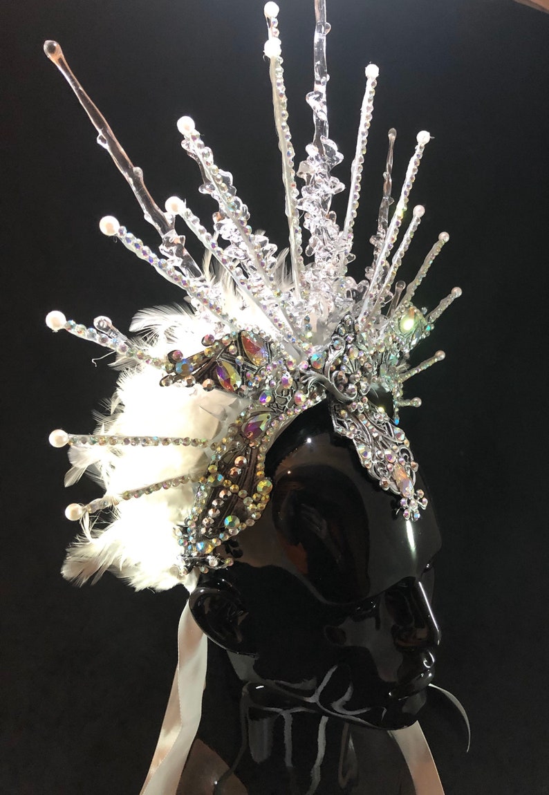 Ice Warrior Headdress With Filigree Metal Look Armour Pieces, Abgems ...