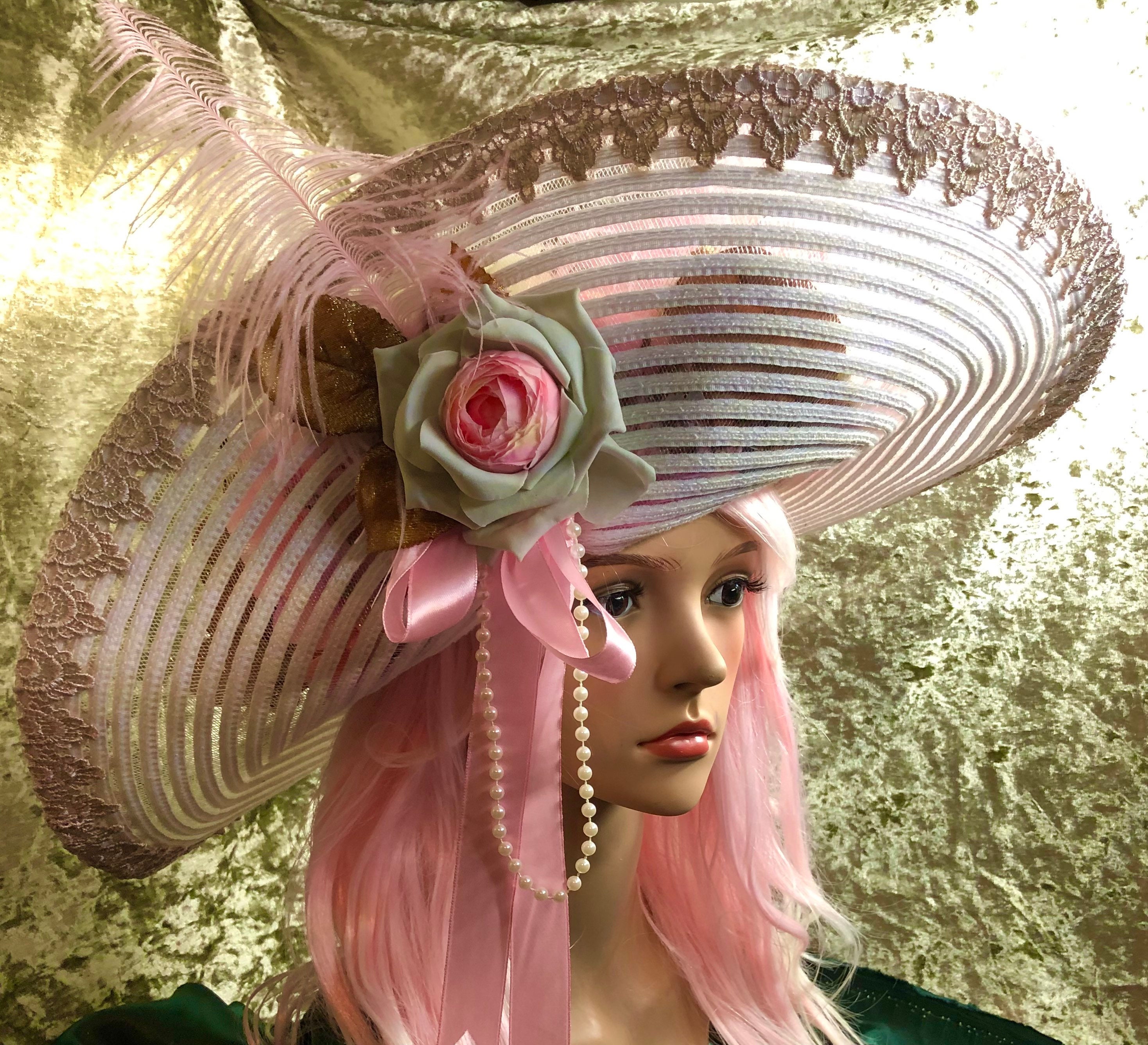 Marie Antoinette 18th Century French Ladies Wedding Ascot Hat With Silk ...