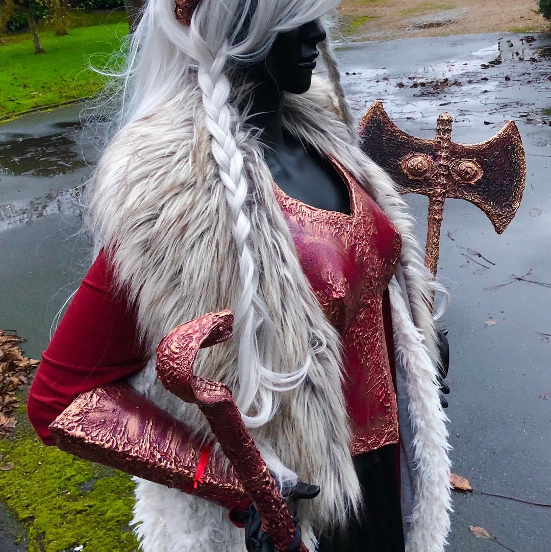 Pair of Red, Gold & Bronze Lace up Arm Bracers, Armour EVA Foam ...