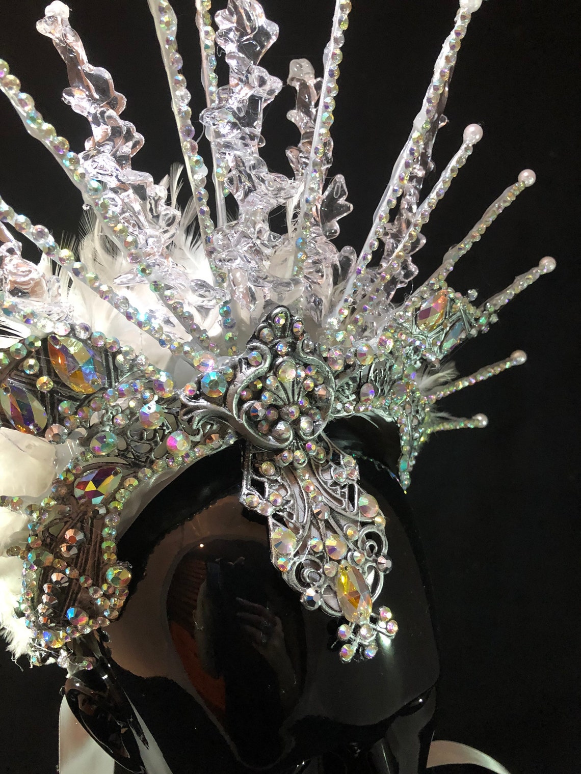 Ice Warrior Headdress With Filigree Metal Look Armour Pieces, Abgems ...