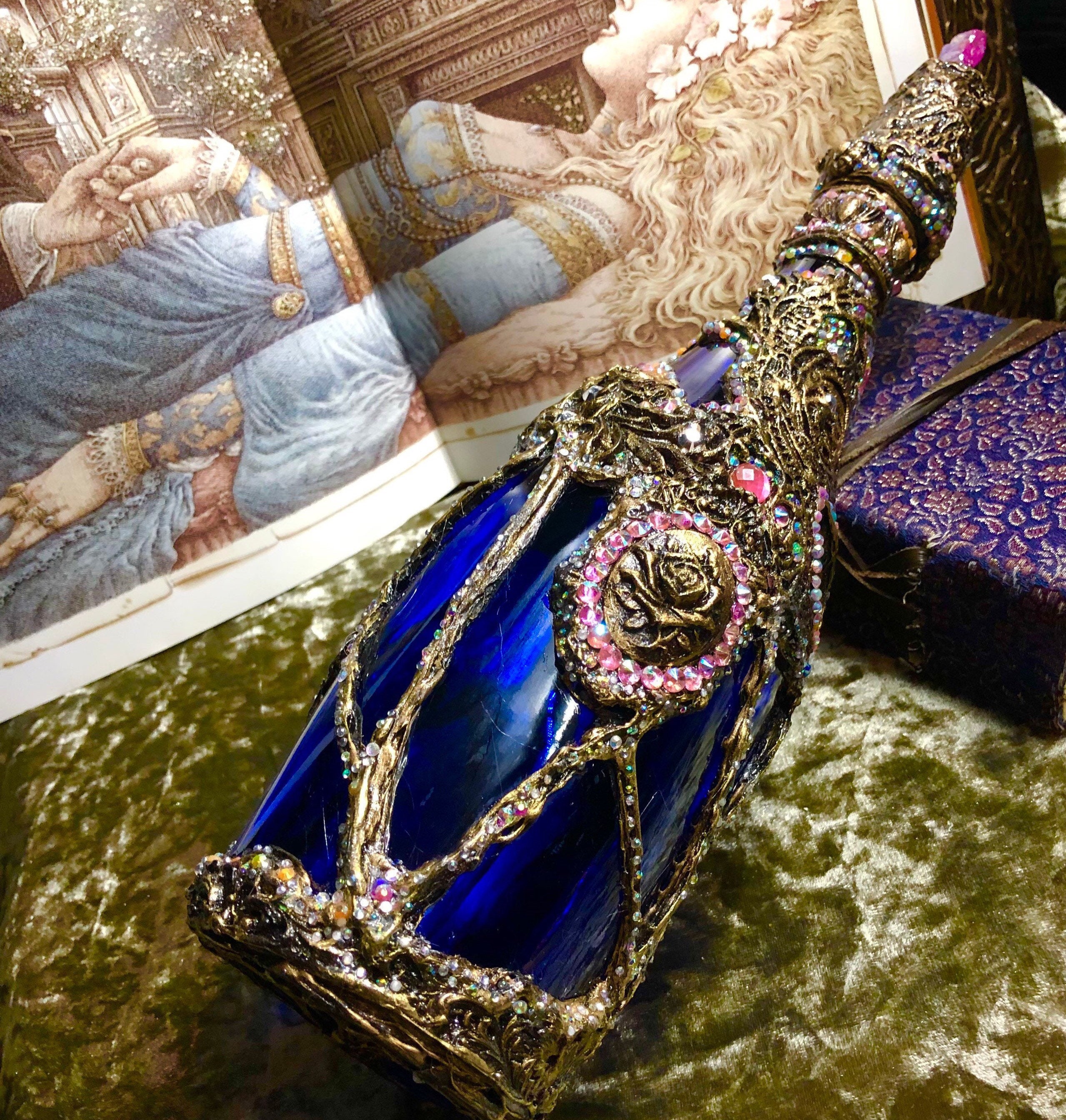 Large Blue Magic Potion Bottle Highly Decorated Customised - Etsy