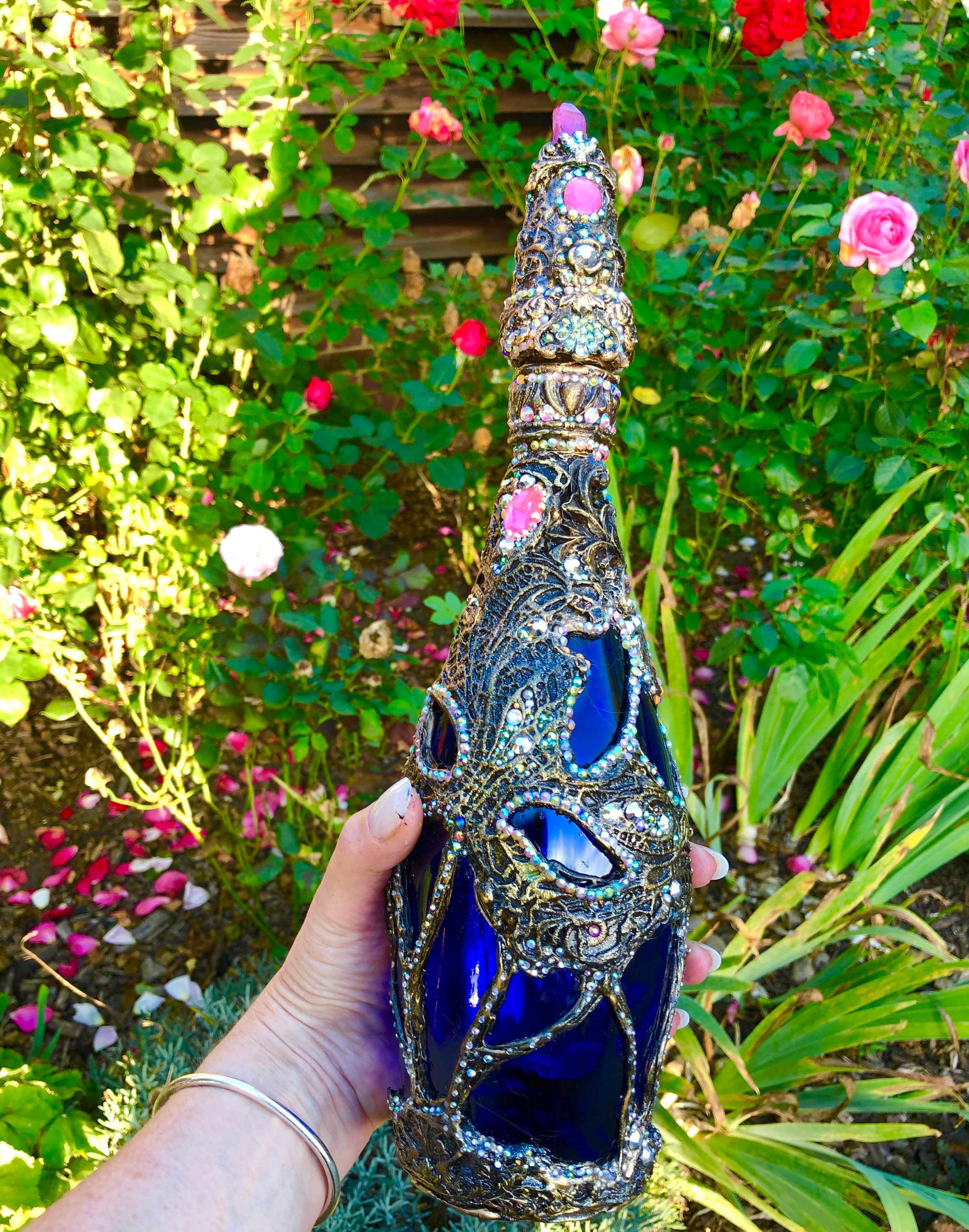 Large Blue Magic Potion Bottle Highly Decorated Customised - Etsy