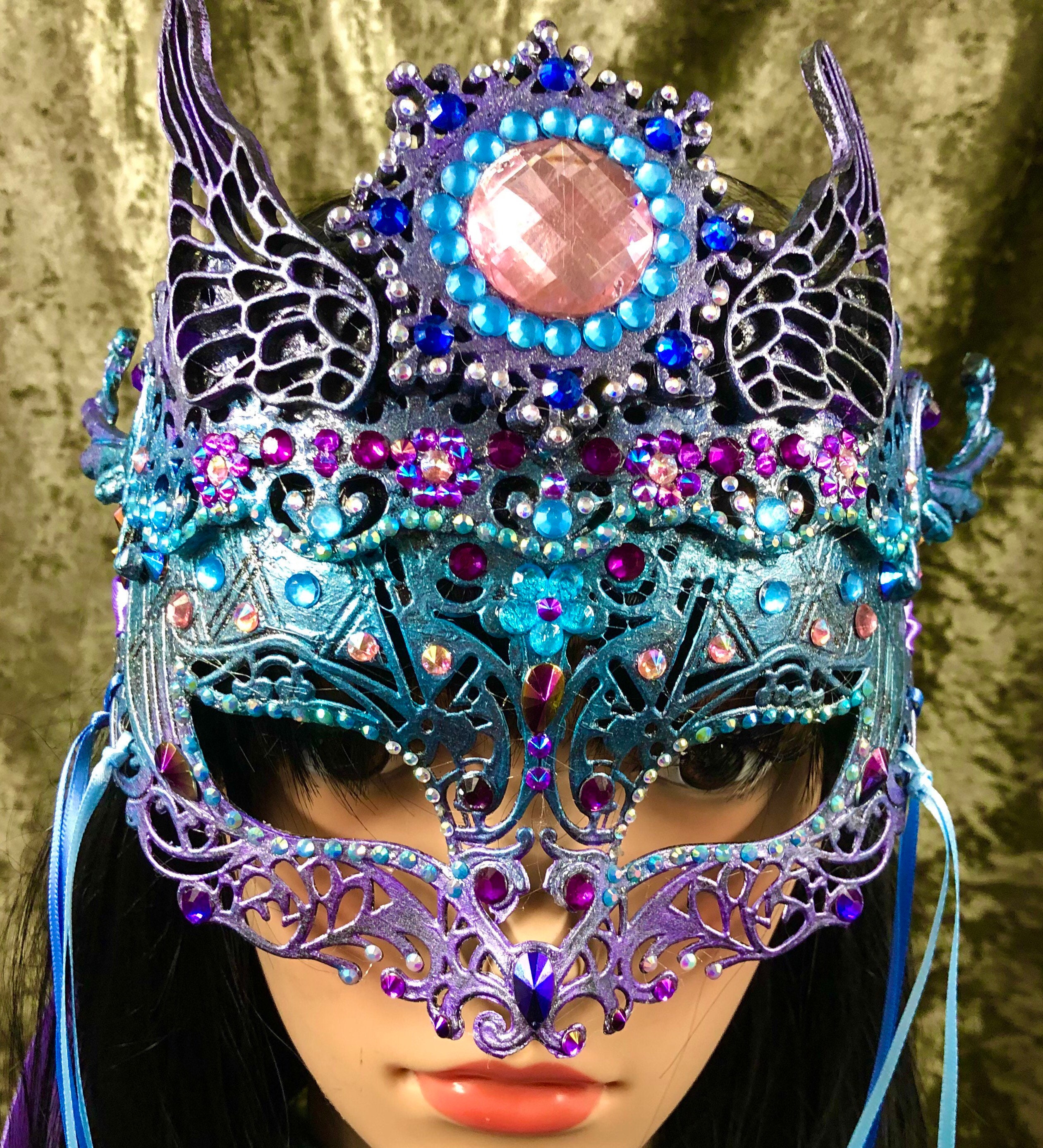 Galateia Sea Goddess Fairytale Mask, Lilac, Deep Blue & Pale Blue ...