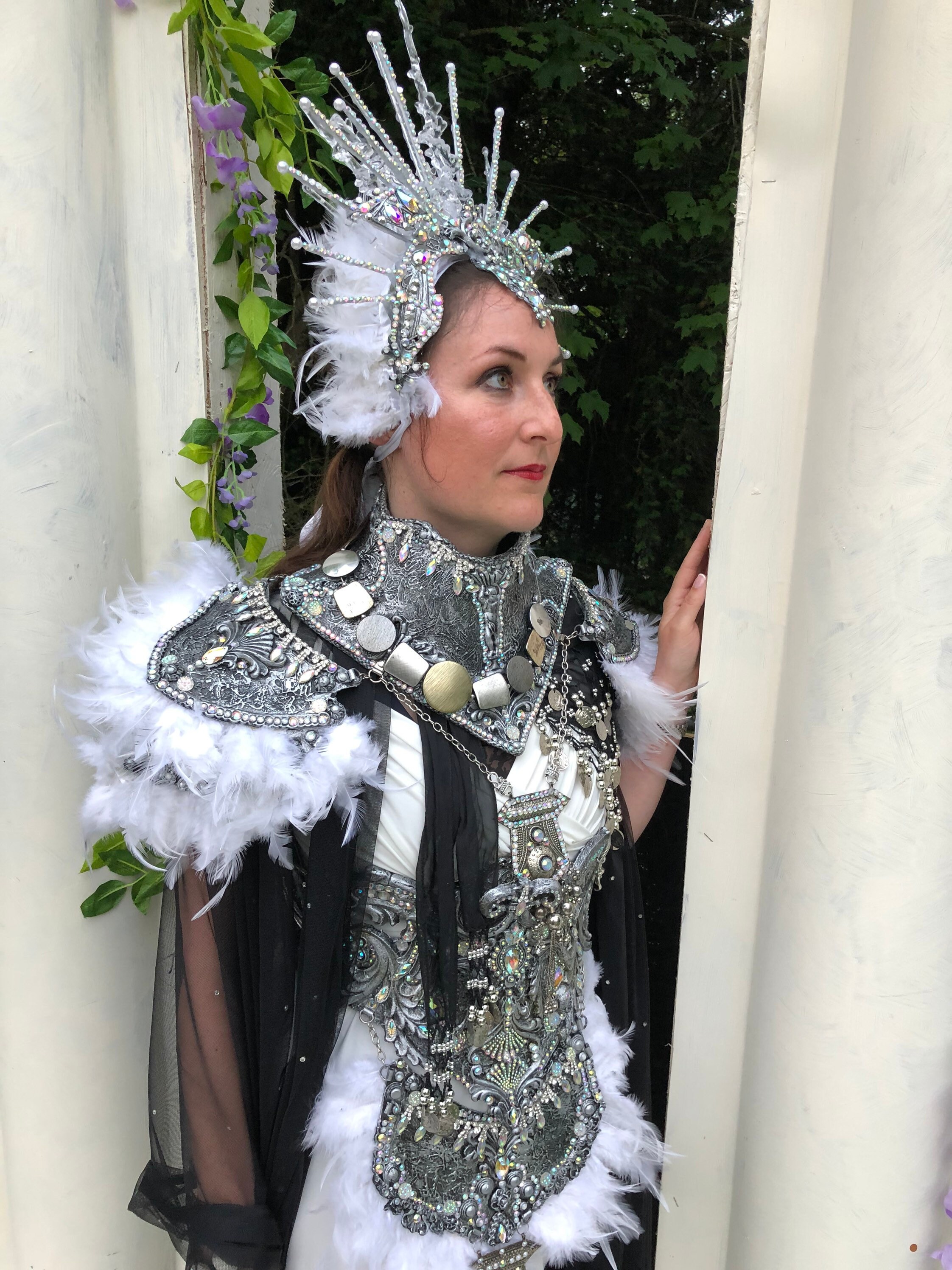 Ice Warrior Headdress With Filigree Metal Look Armour Pieces, Abgems ...