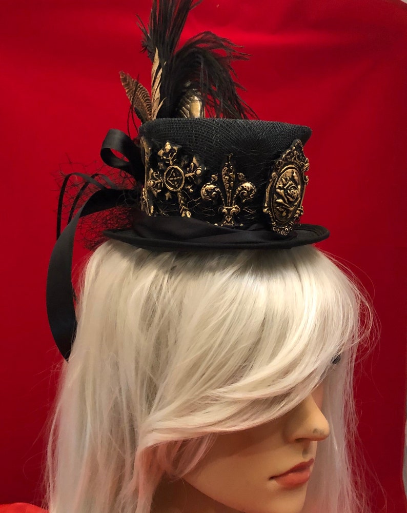 Steampunk Baroque Fantasy Cosplay Victorian Mini Top Hat With Gold ...