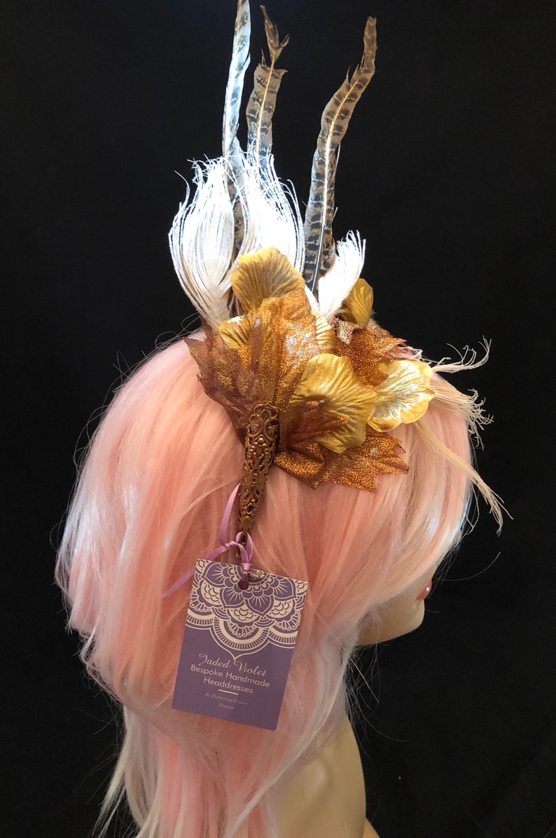 An Autumnal Gold, Bronze Fascinator on a Metalheadband With Leaves and ...