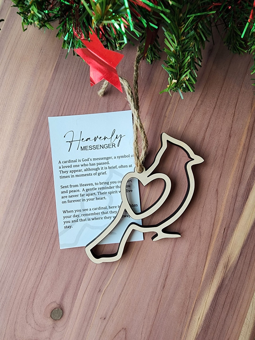 Cardinal Messenger Ornament | Memorial Loved One Gift | Maple Wood ...