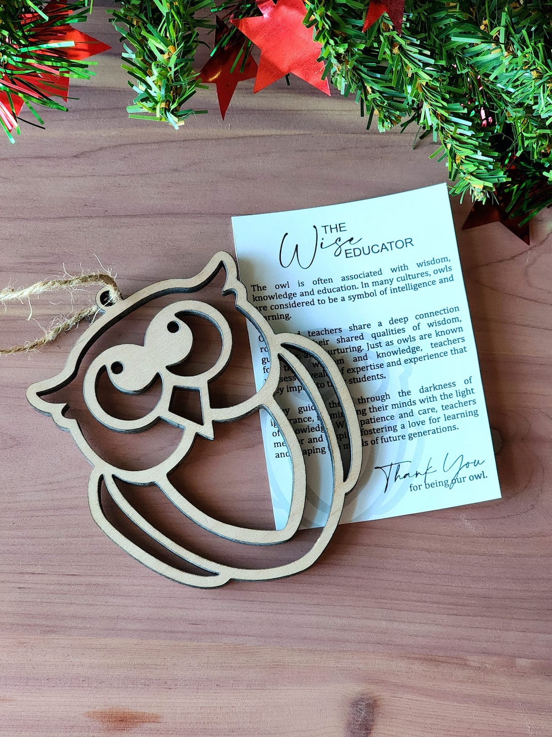 Wise Educator Owl Ornament | Memorial Ornament | Maple | Non-religious ...