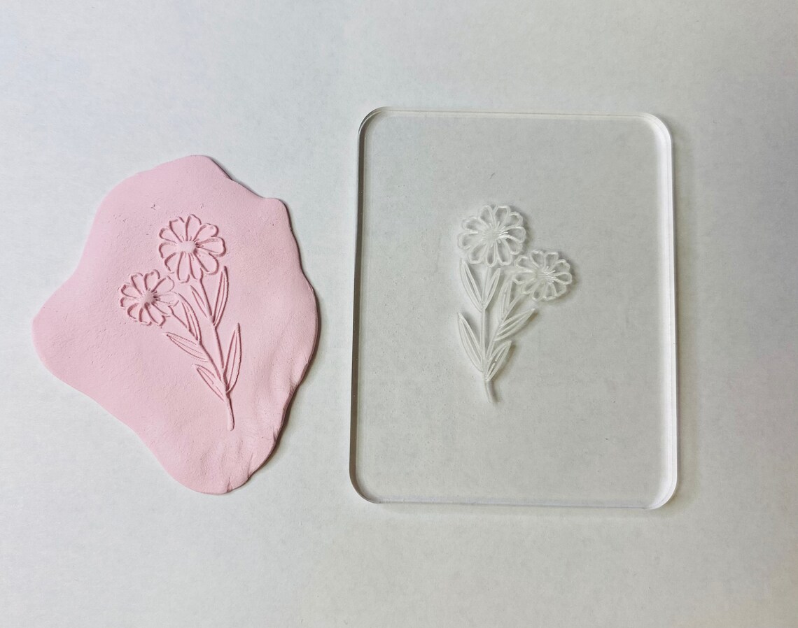 Flower 4 Embossing Stamp for Polymer Clay Flower Stamp - Etsy