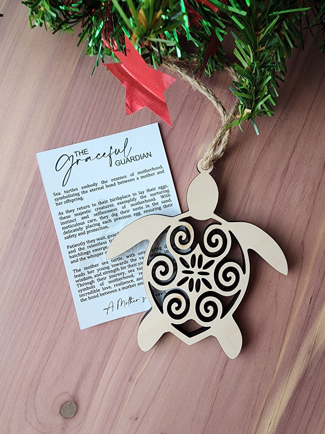 Sea Turtle Ornament | Maple Wood, Gift for Mom - Etsy