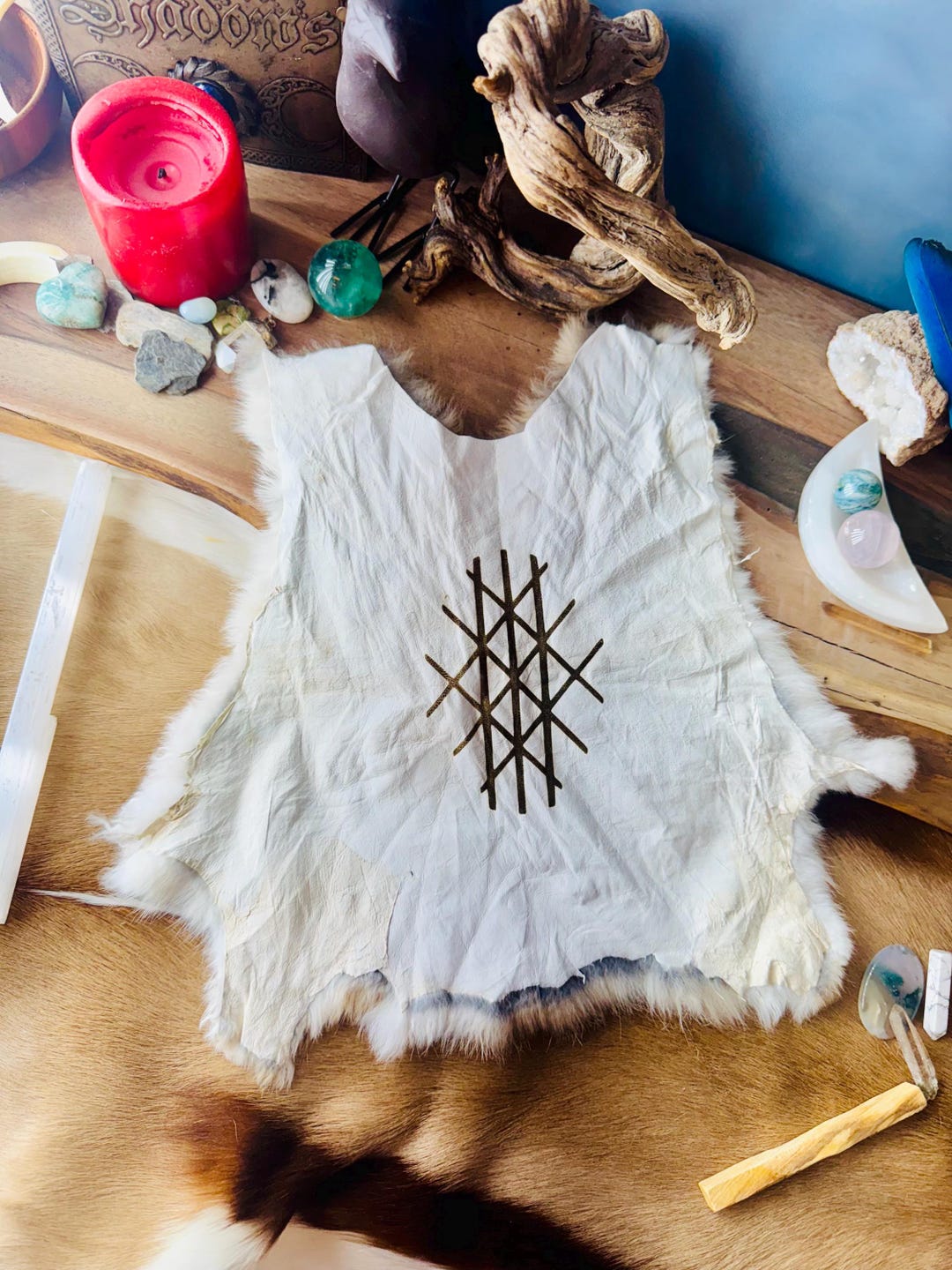 Web of Wyrd Altar Pelt Norse Pagan Decor, Genuine Rabbit Fur, Altar ...