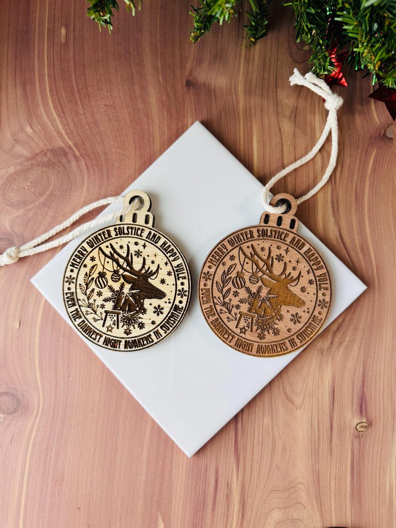 Maple Wood Reindeer Ornament | Winter Solstice Yule Decor - Etsy