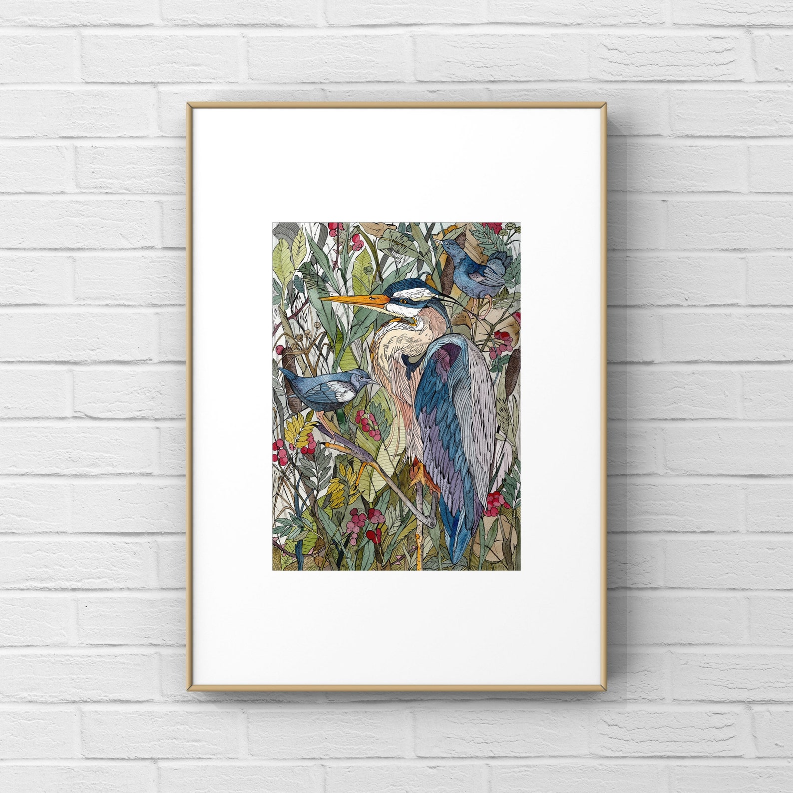 Great Blue Heron Digital Download Print Waterbird Art Print - Etsy