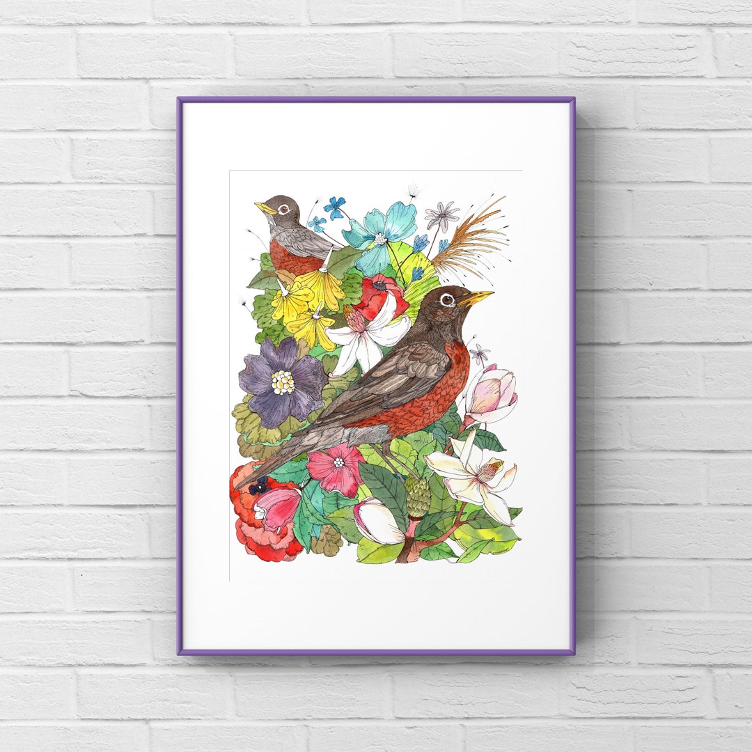 Robin Bird Print. Robin Watercolor Art Print. Robin Bird. Little Robin ...