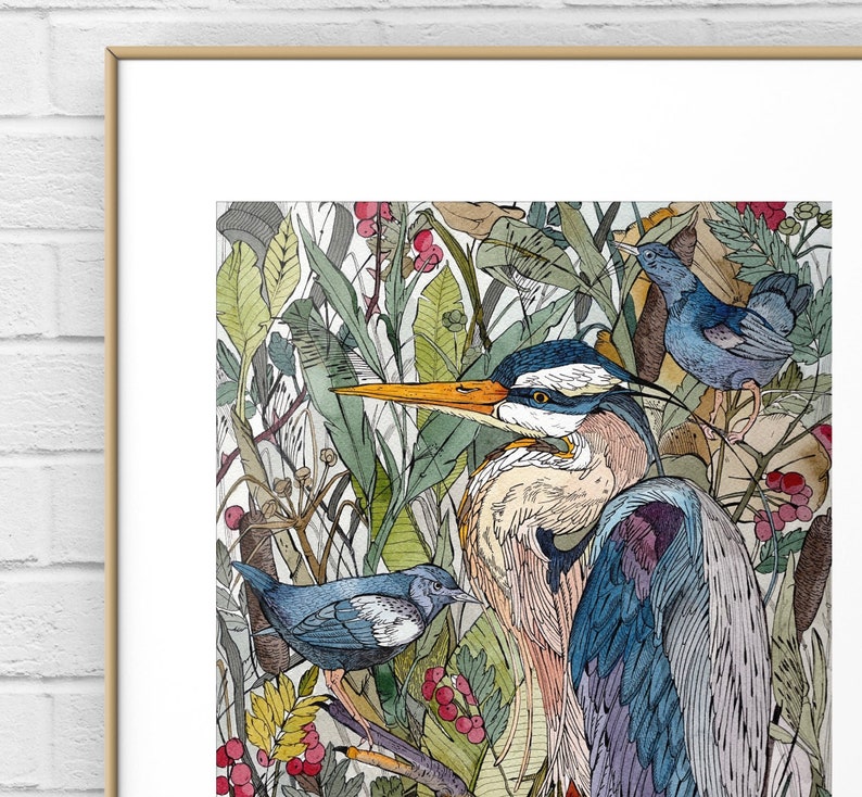 Great Blue Heron Digital Download Print Waterbird Art Print - Etsy