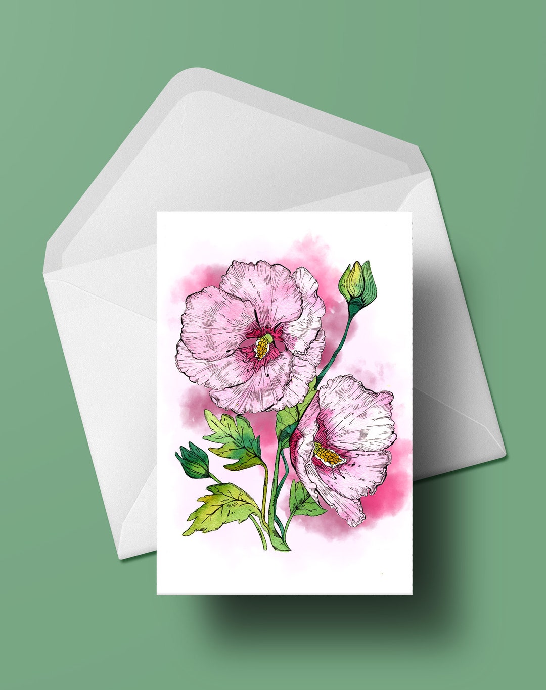 Hibiscus Flower Foldable Greeting Card, Birthday Card, All Occasion ...