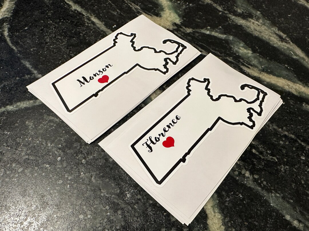 Vinyl Massachusetts Town Car Decal, Stickers, Town Stickers, Local Mass ...