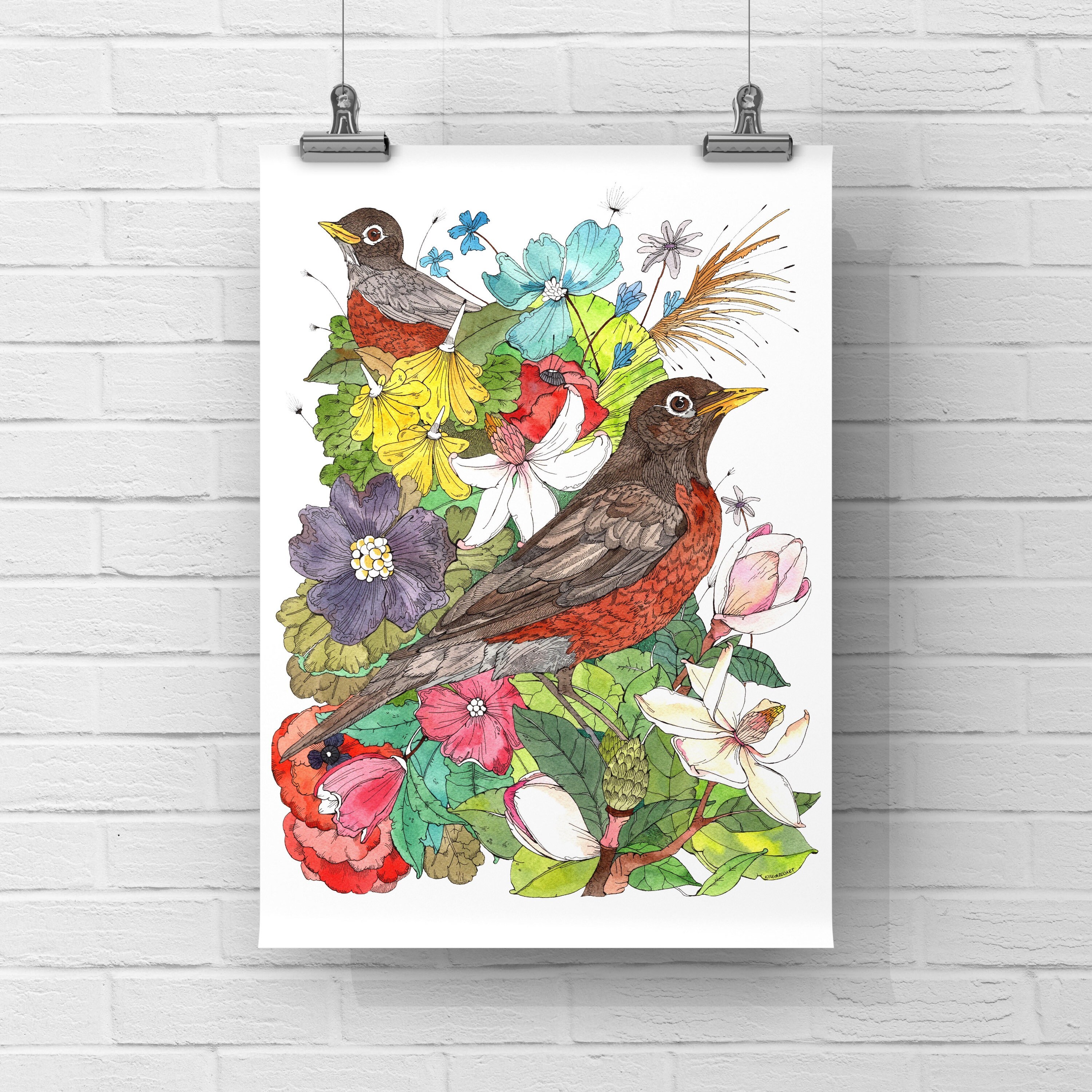 Robin Bird Print. Robin Watercolor Art Print. Robin Bird. - Etsy