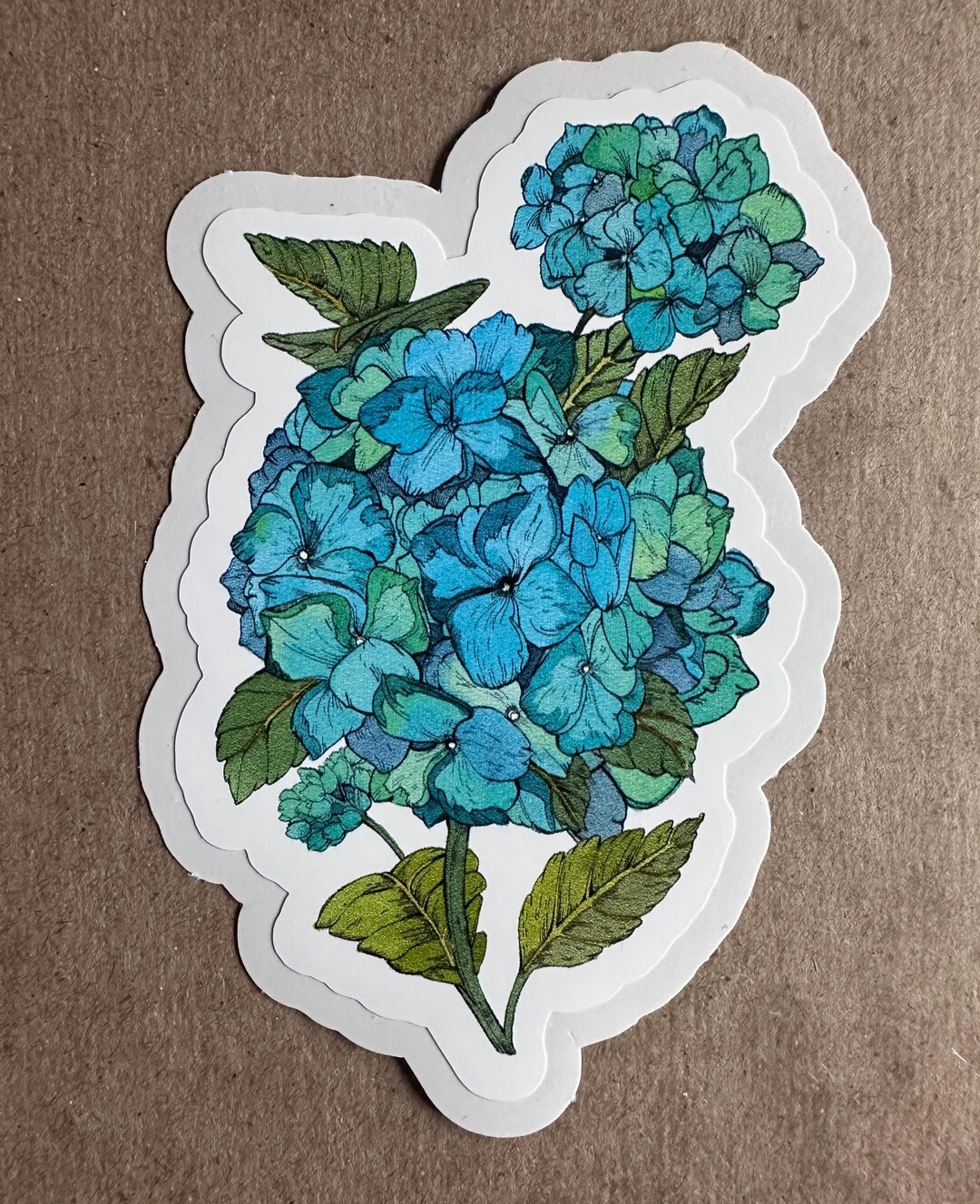 Hydrangea Flower Sticker, 4 Inch Outdoor Safe Waterproof Sticker Easy ...