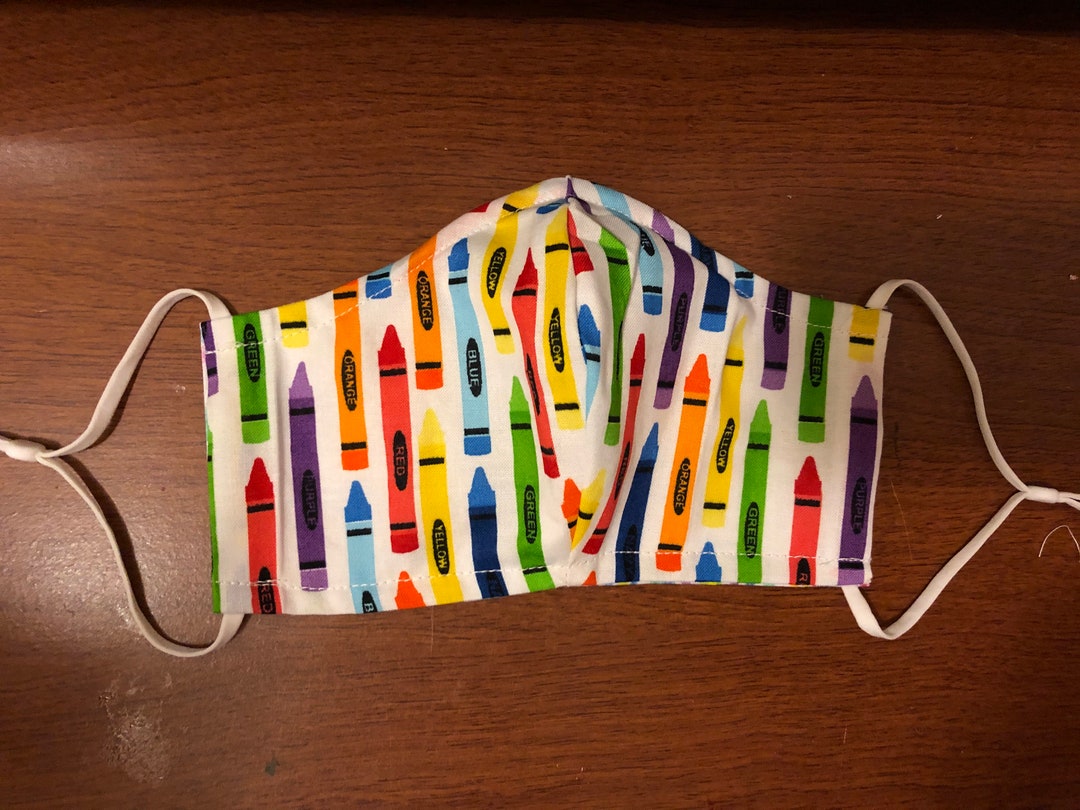 Adult Size - Adjustable & Reversible Mask - Teacher Gift - Crayons ...