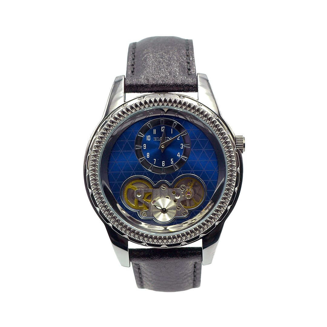 Elgin Mens Genuine Leather Semi Automatic Blue Dial Watch - Etsy
