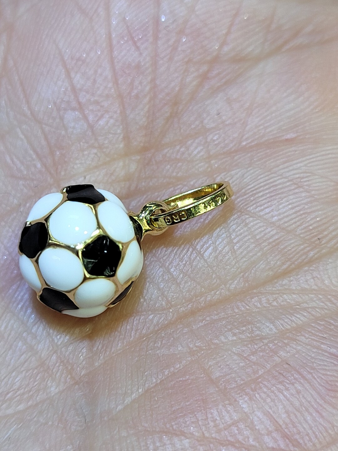 14k Yellow Gold Medium Soccer Ball Black White Sports Pendant - Etsy