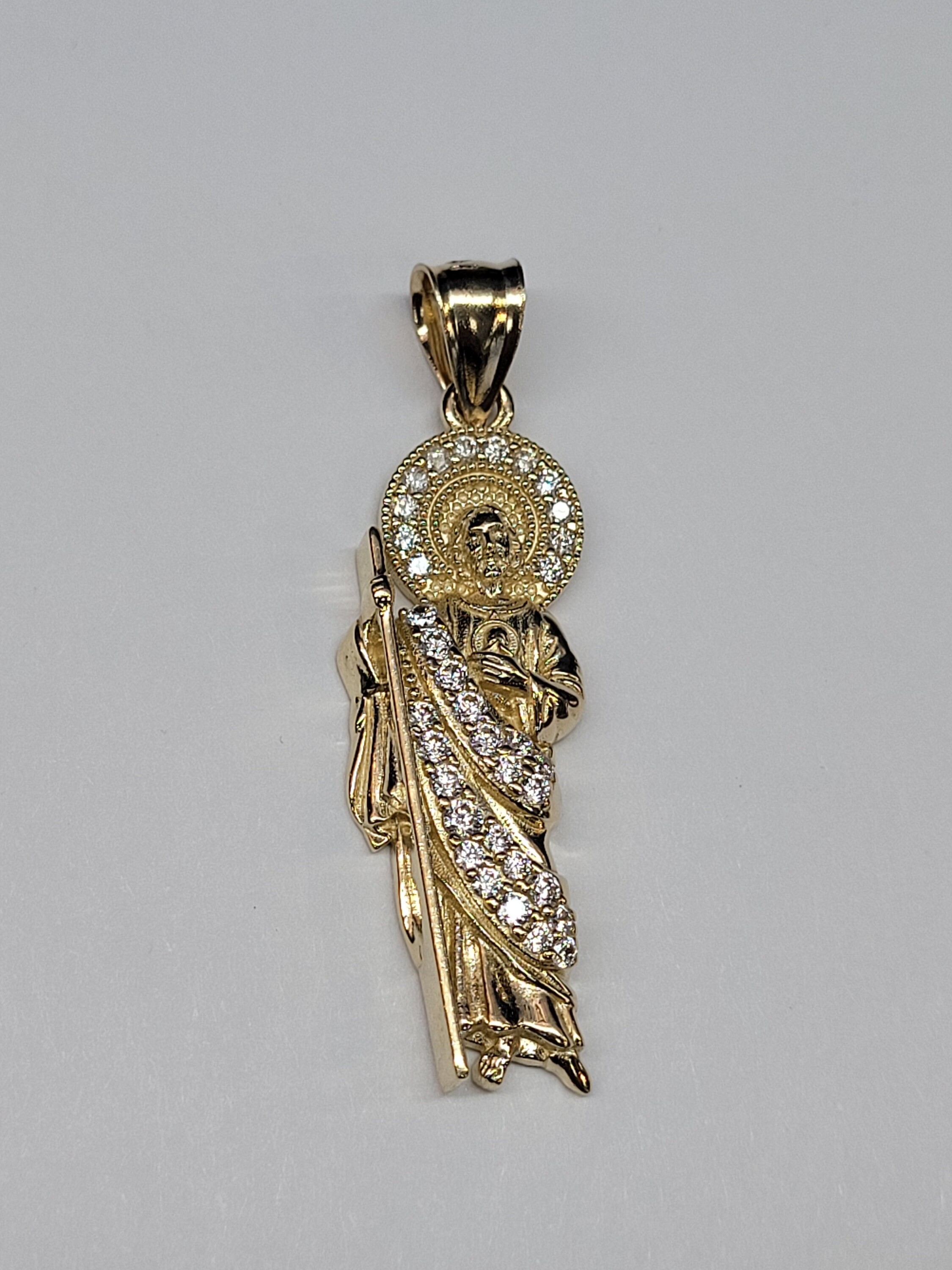 14k Gold Small Saint Jude San Judas Pendant with White CZ | Etsy