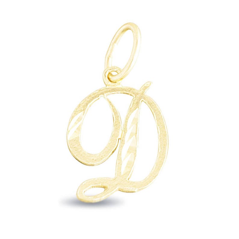 14K Gold Cursive Script Initial Letter D Charm Pendant | Etsy