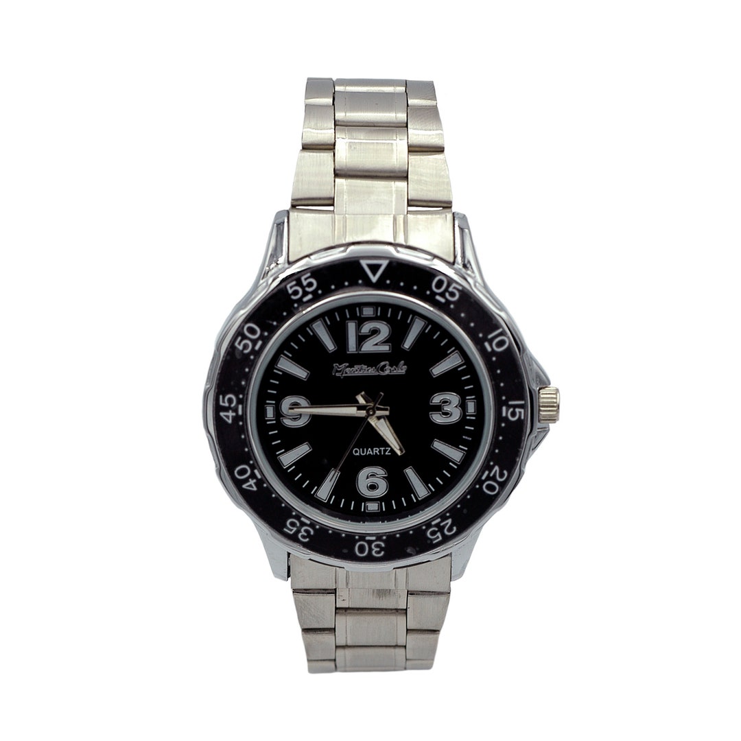 Montres Carlo Mens Time Zone Bezel Design Black Dial Japanese Movement ...