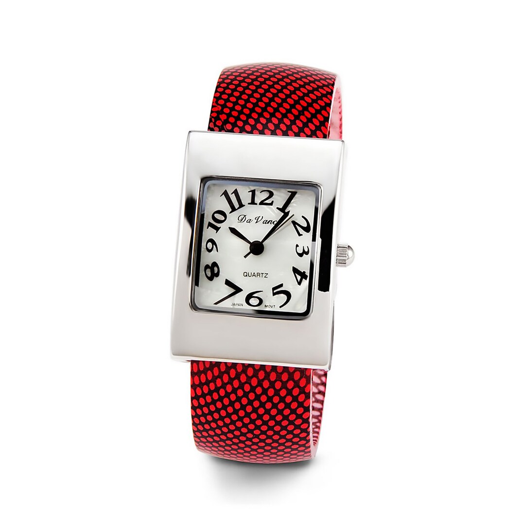 Ladies Adjustable Black Red Band Quartz Bangle Watch - Etsy