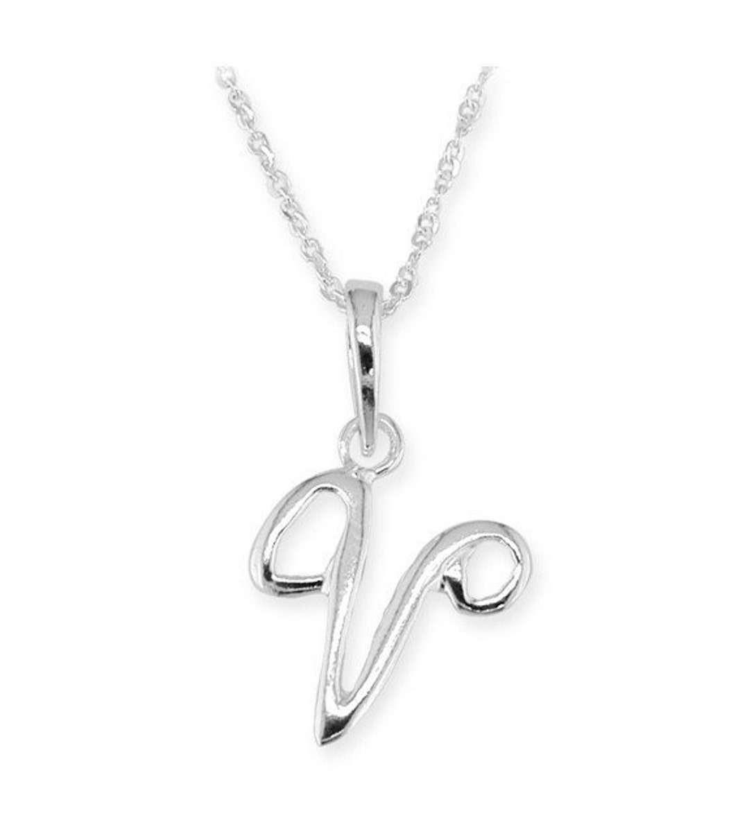 925 Sterling Silver Alphabet Letter V Pendant Necklace - Etsy