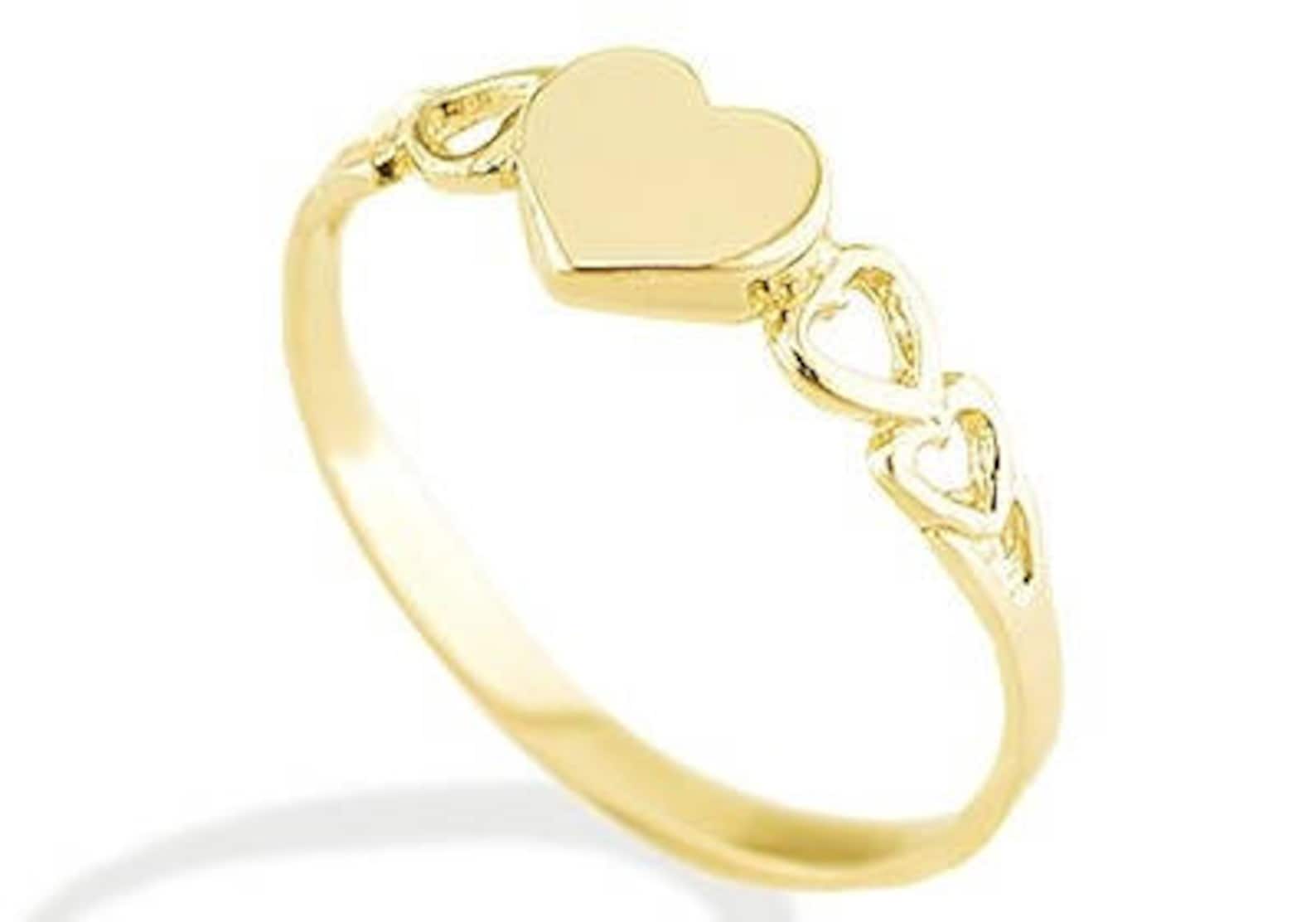 Solid 14k Yellow Gold Girl Children's Heart Fancy Ring | Etsy