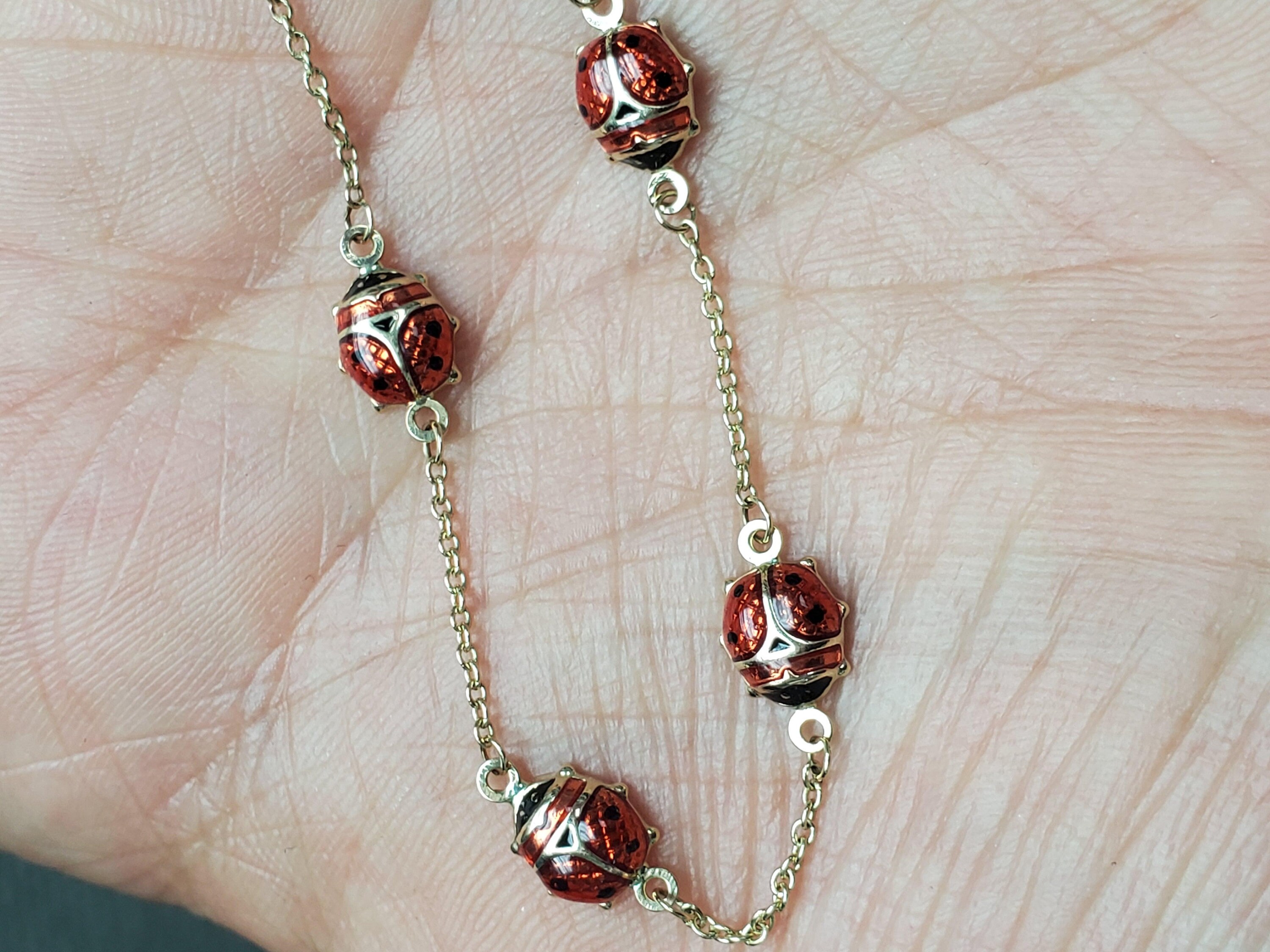 14k Gold Lady Bug Kids Bracelet - Etsy