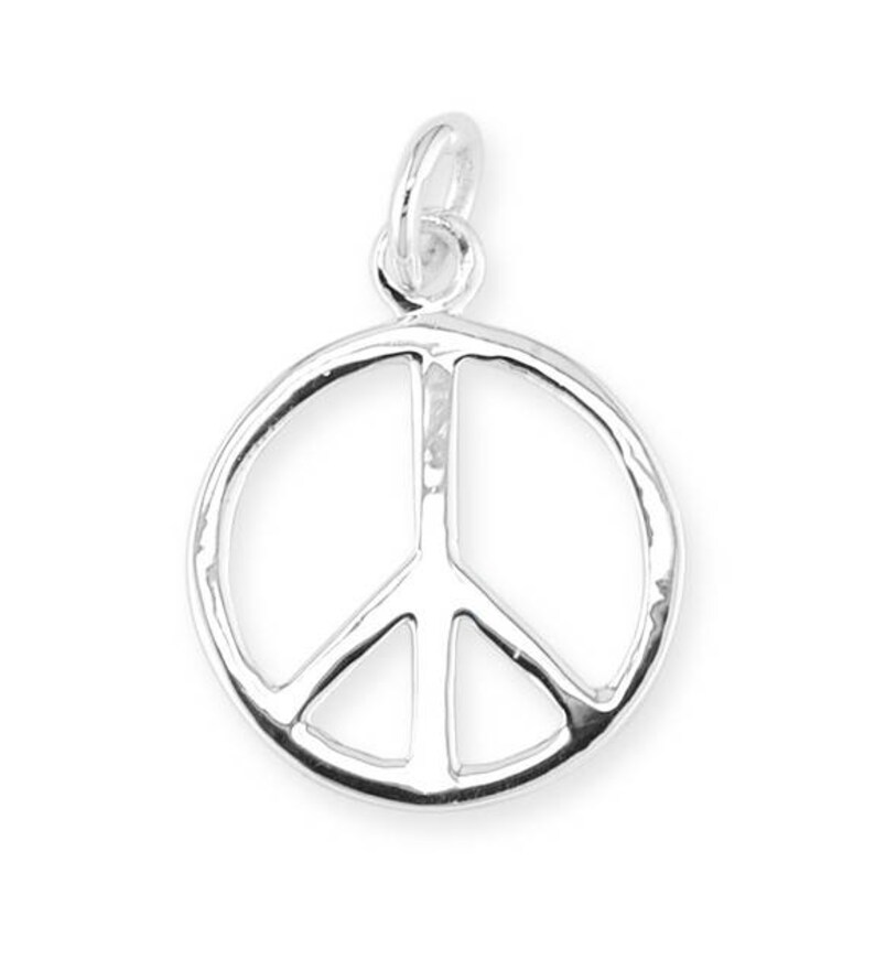 925 Sterling Silver Peace Sign Logo Pendant Necklace - Etsy
