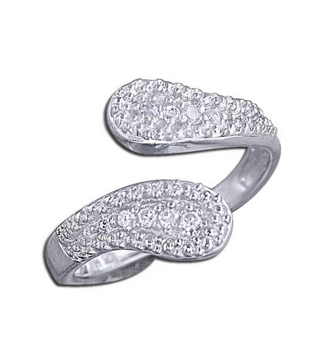 925 Sterling Silver White Diamond CZ Stone Toe Ring - Etsy