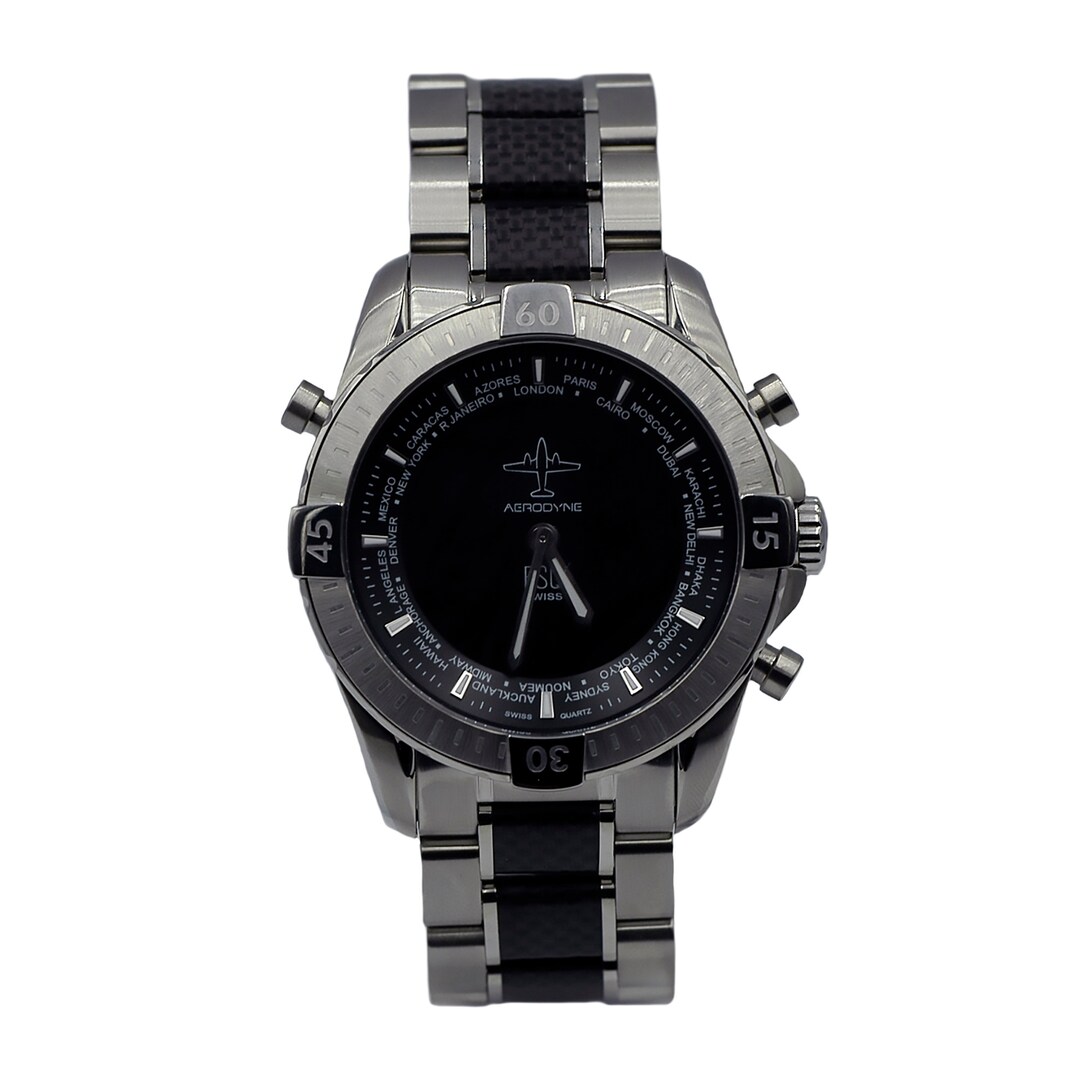 ESQ Swiss Men's 24 Time Zones Ana-digital With Alarm Chronograph Watch ...