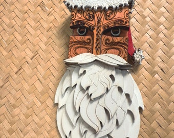 Awesome Santa Claus Tiki Mele Kalikimaka Merry Christmas Tree Ornament ...