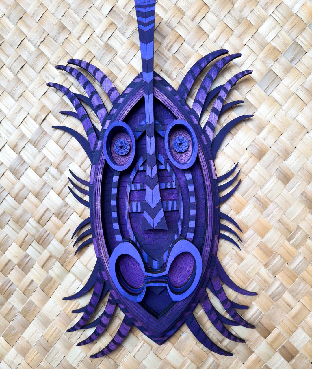 Phoenician Purple Tiki Shield Mask - Wood 11" X 21" - Etsy