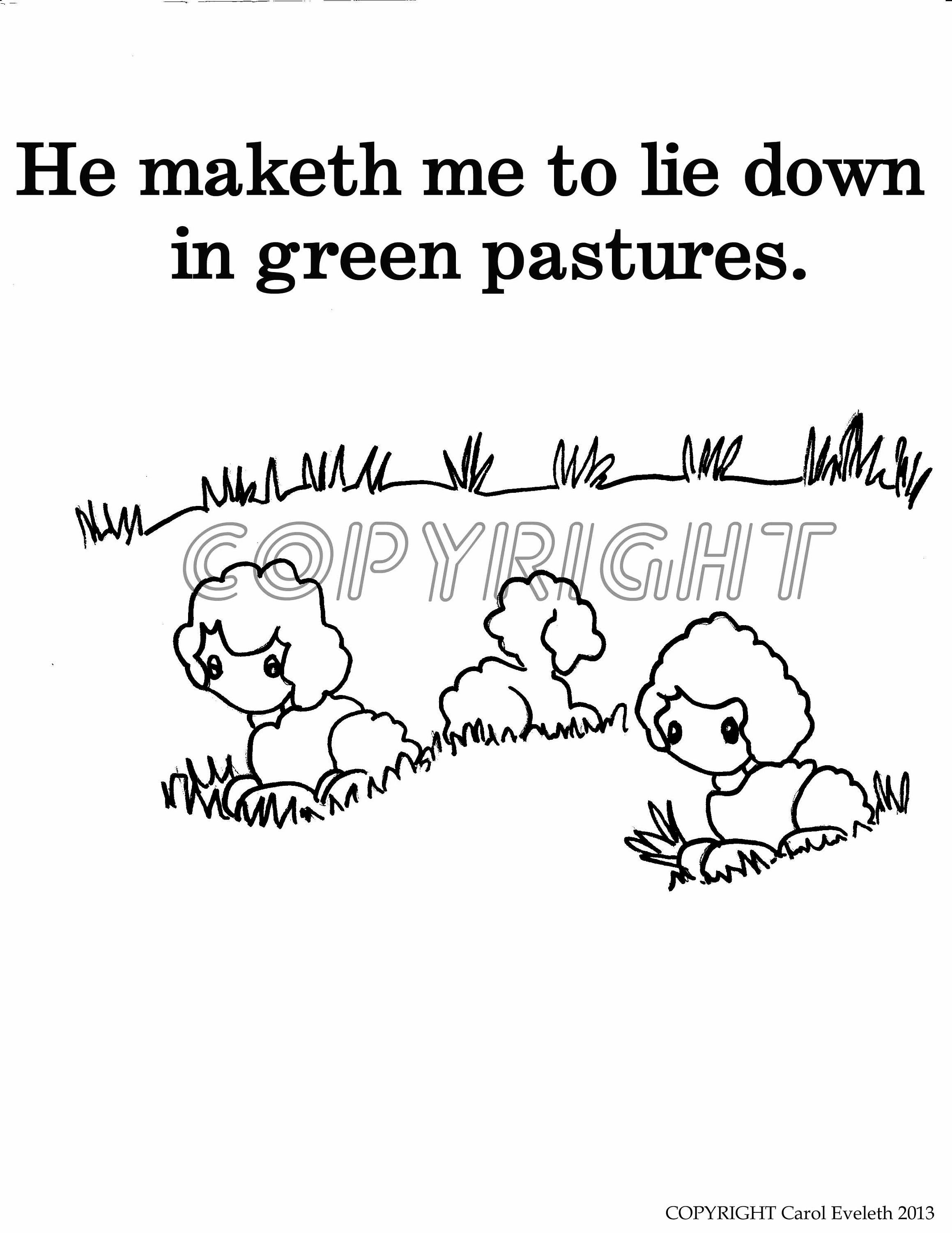 Psalm 23, Coloring Pages, Bible Memory, Shepherd and Sheep - Etsy