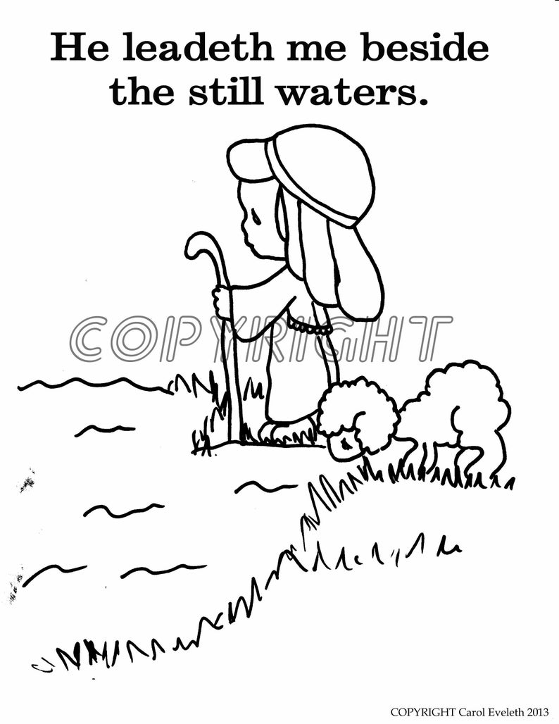 Psalm 23, Coloring Pages, Bible Memory, Shepherd and Sheep - Etsy