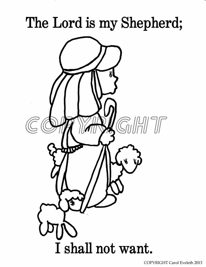 Psalm 23, Coloring Pages, Bible Memory, Shepherd and Sheep - Etsy