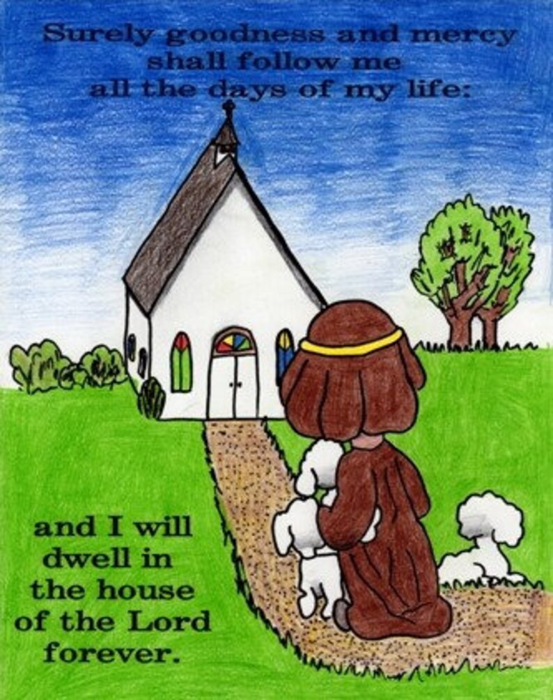 Psalm 23, Coloring Pages, Bible Memory, Shepherd and Sheep - Etsy