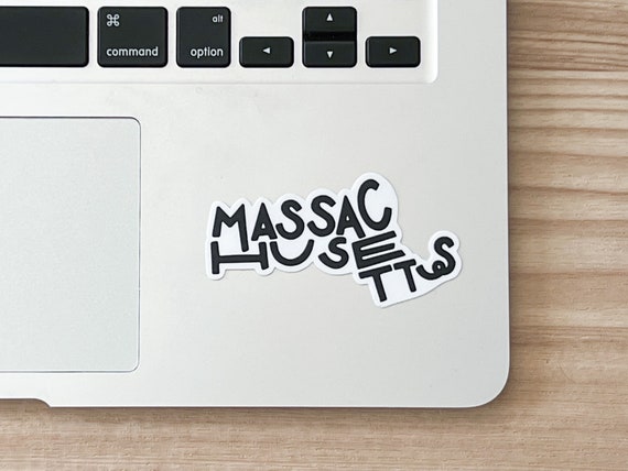 Massachusetts Typography Weatherproof Bumper Sticker Bay - Etsy