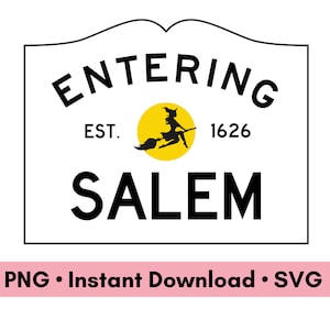 Entering Salem Massachusetts Sign Digital Download, Modern Pretty Witch ...