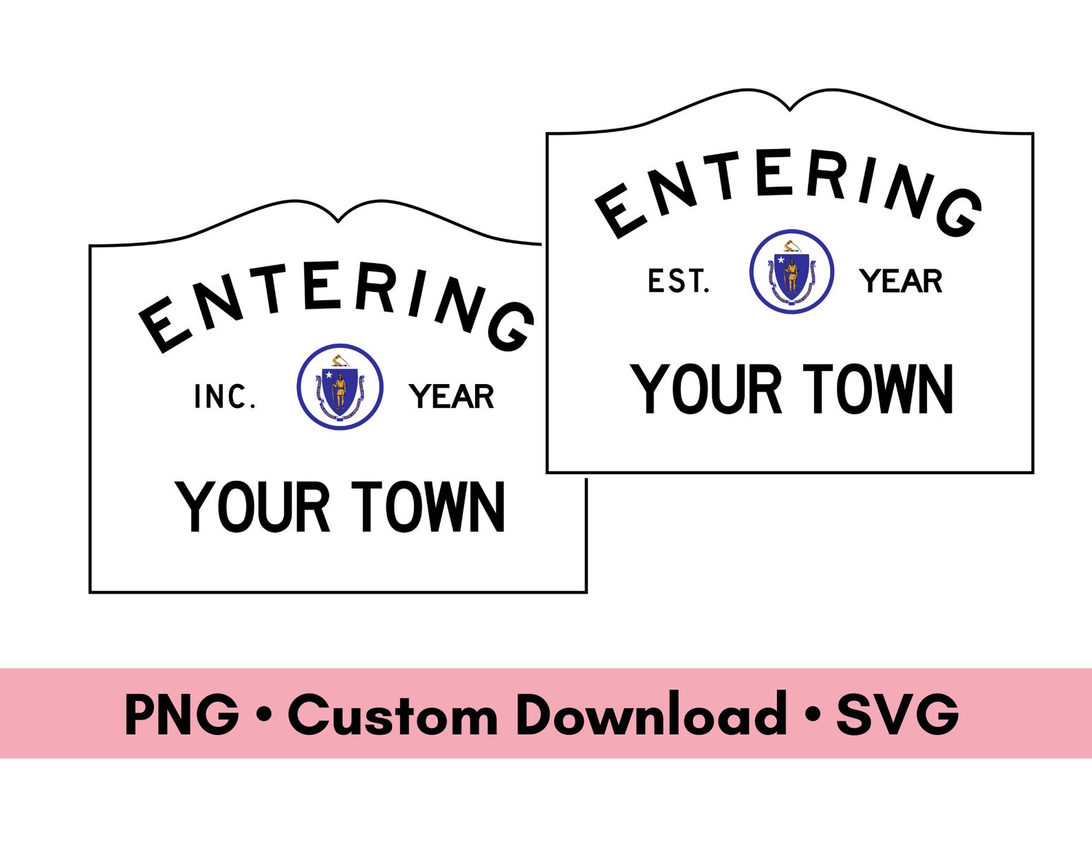 Custom Massachusetts Town Sign Digital Download PNG and SVG - Etsy