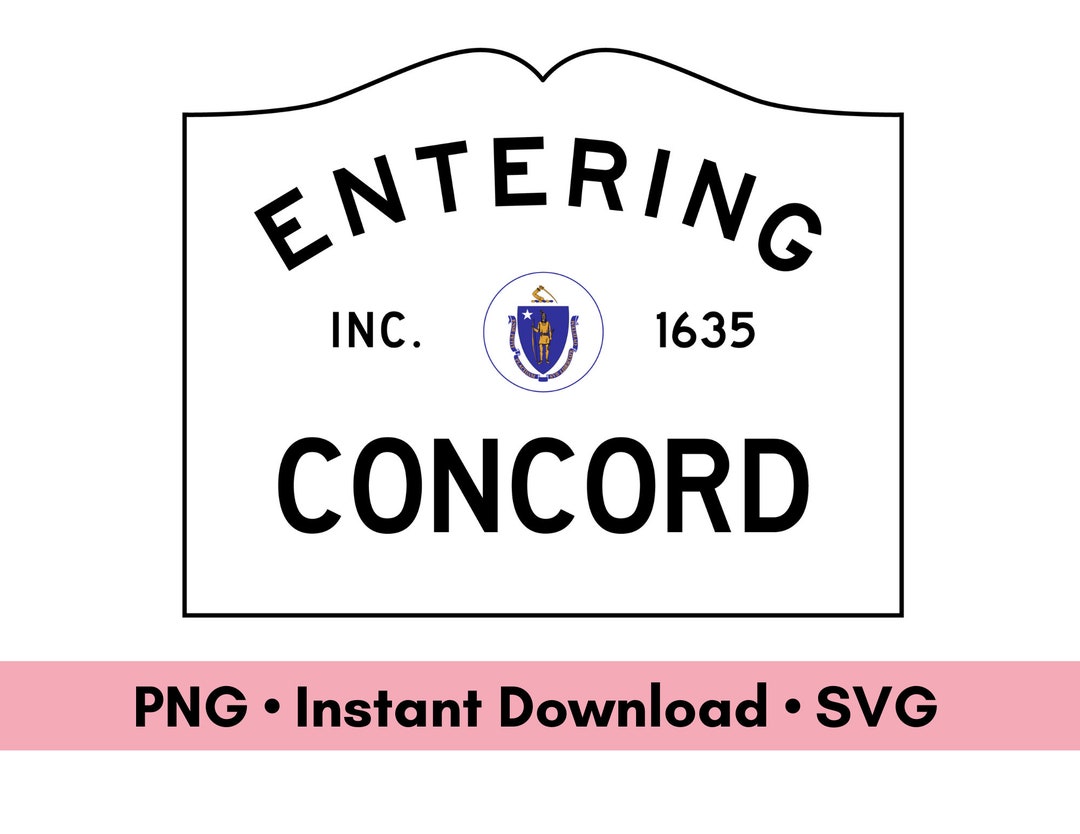 Concord Massachusetts Town Sign PNG SVG Digital Download, Concord MA ...