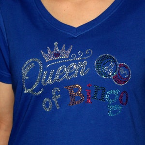 Rhinestone Queen of Bingo Bling Ladies V-neck T-shirt Tee Grandma Gift Mom Gift - Etsy