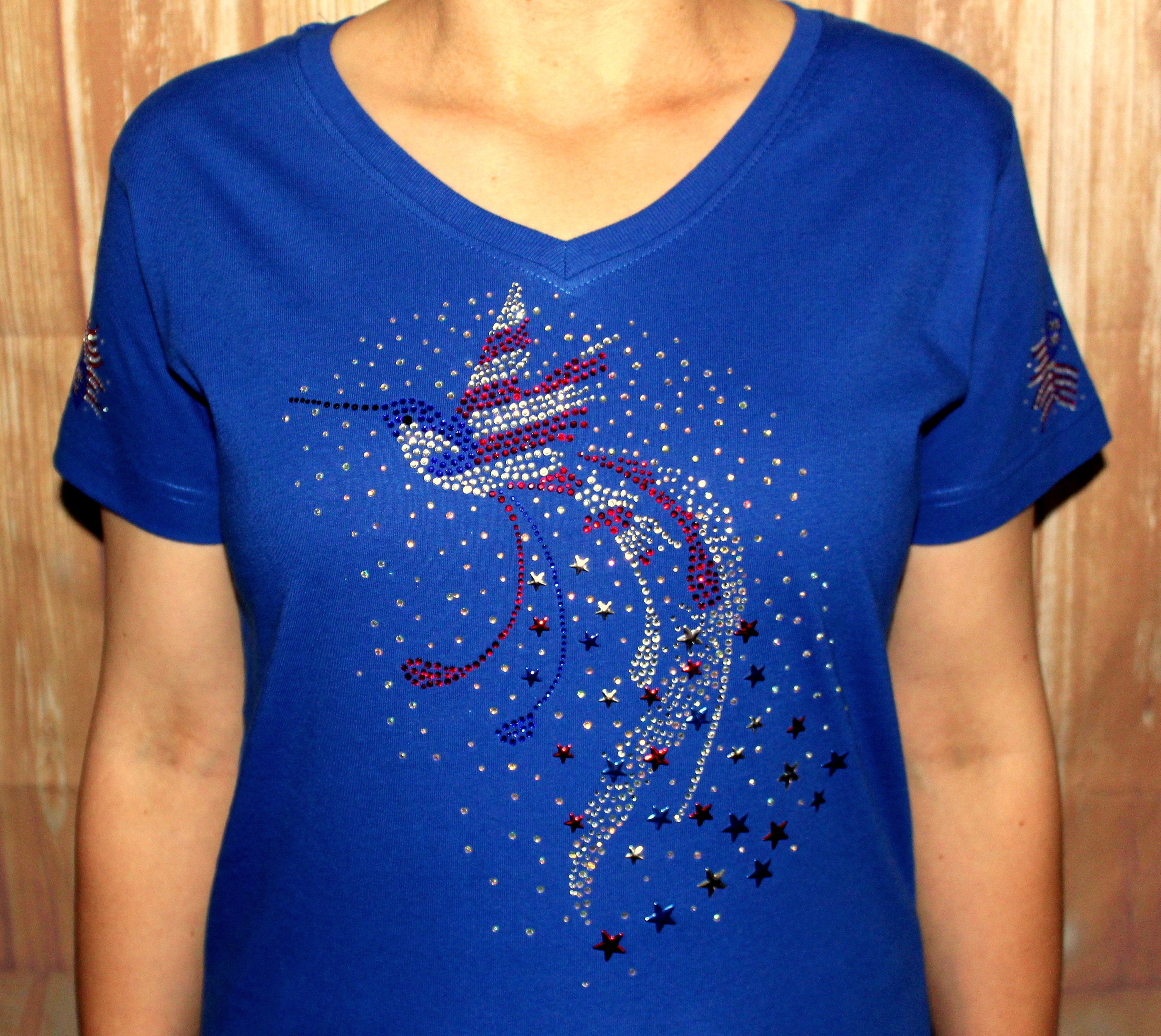 NEW Patriotic Hummingbird Royal Blue V-neck Ladies T Shirt - Etsy