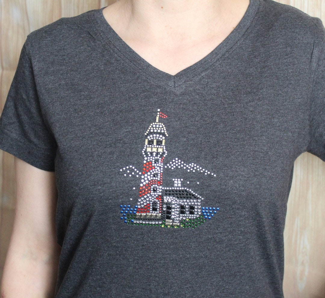 Rhinestone Lighthouse Coastal Beacon Bling Ladies Shirt Vacation ...